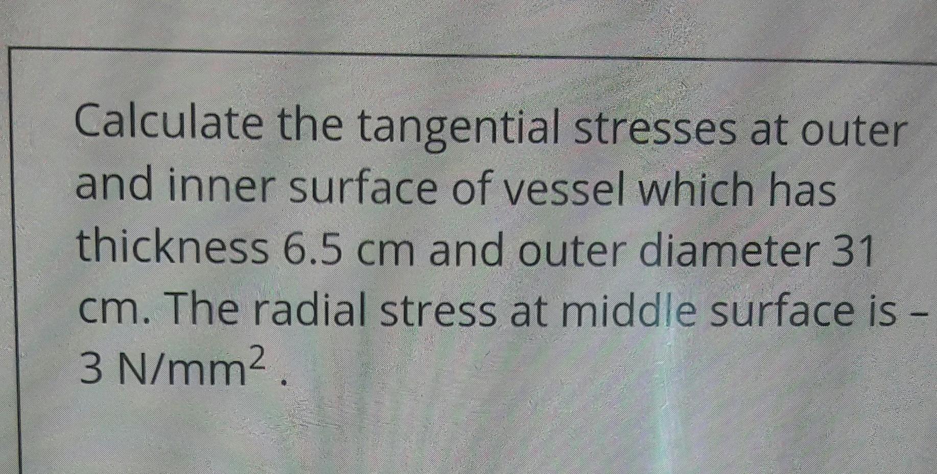 Solved Calculate the tangential stresses at outer and inner | Chegg.com