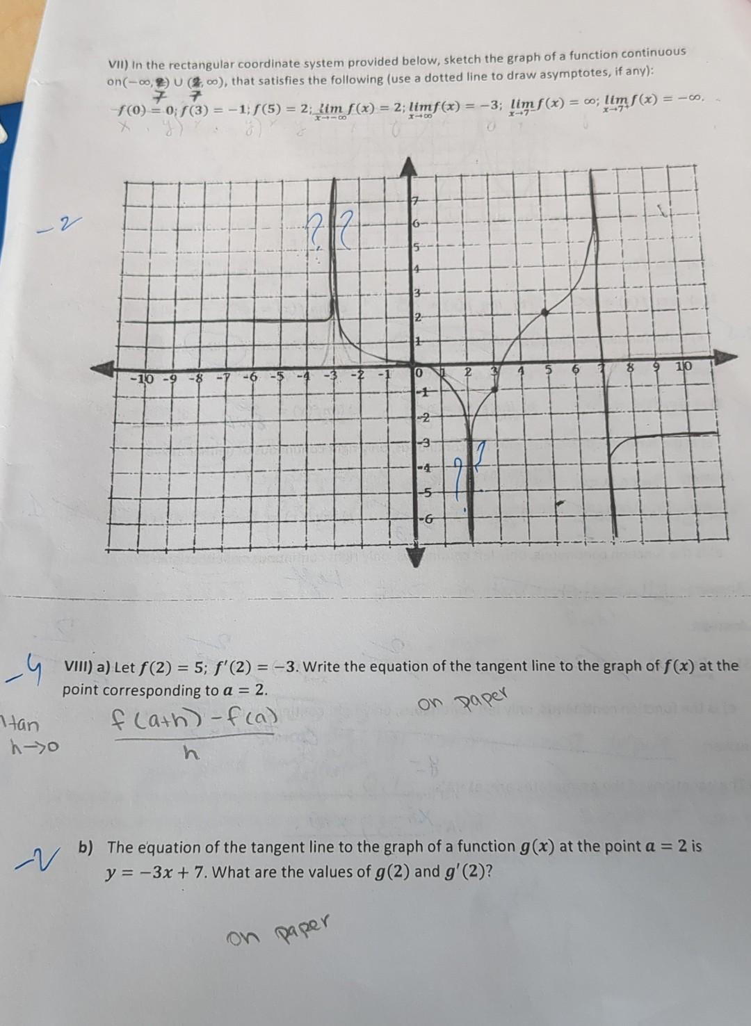 Solved VII) In the rectangular coordinate system provided | Chegg.com