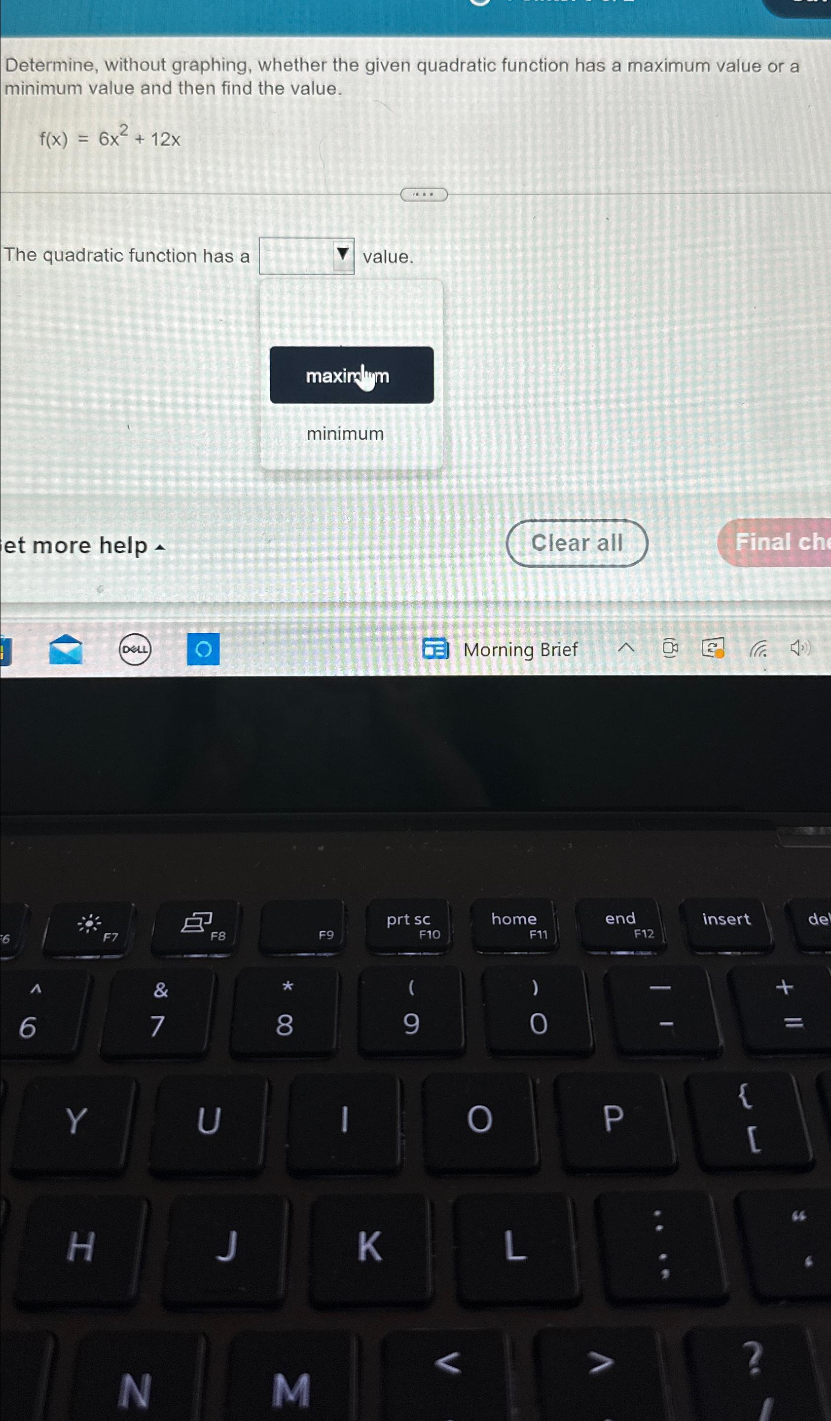 Solved Determine, without graphing, whether the given | Chegg.com