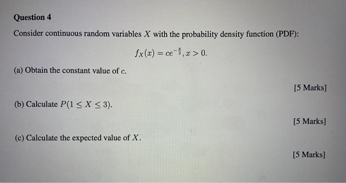 Solved Question 4 Consider continuous random variables X | Chegg.com