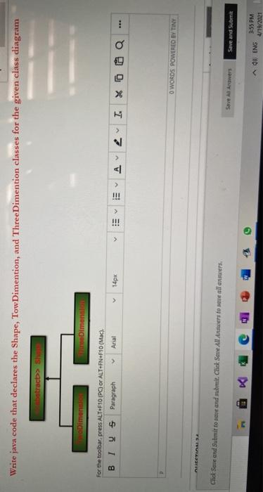Solved Write java code that declares the Shape, | Chegg.com