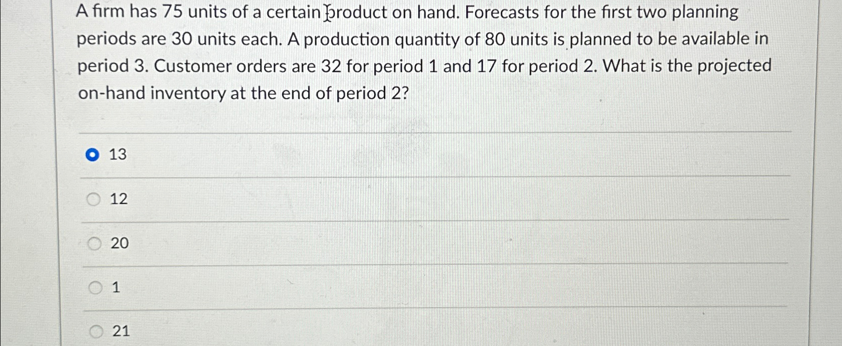Solved A firm has 75 ﻿units of a certain Jroduct on hand. | Chegg.com