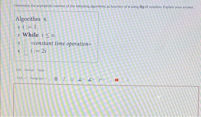Solved Determine The Asymptotic Runtime Of The Following 1329