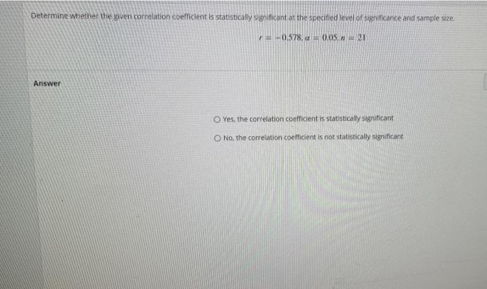 Solved Determine Whether The Given Correlation Coefficient
