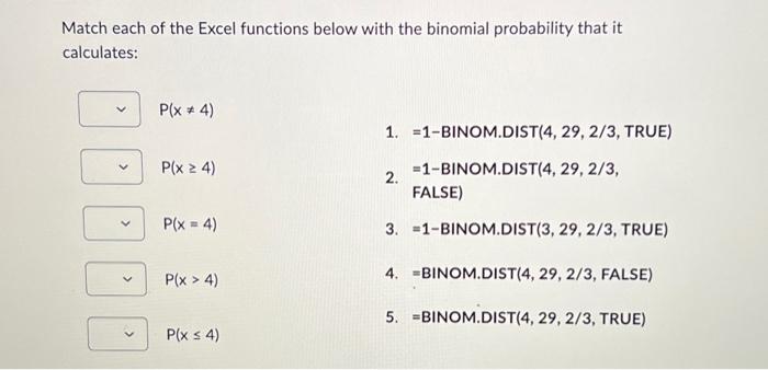 Solved Match each of the Excel functions below with the | Chegg.com