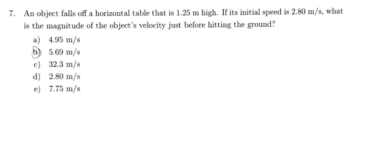 Solved An object falls off a horizontal table that is 1.25m | Chegg.com