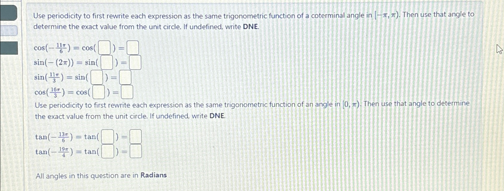 Solved Use periodicity to first rewrite each expression as | Chegg.com