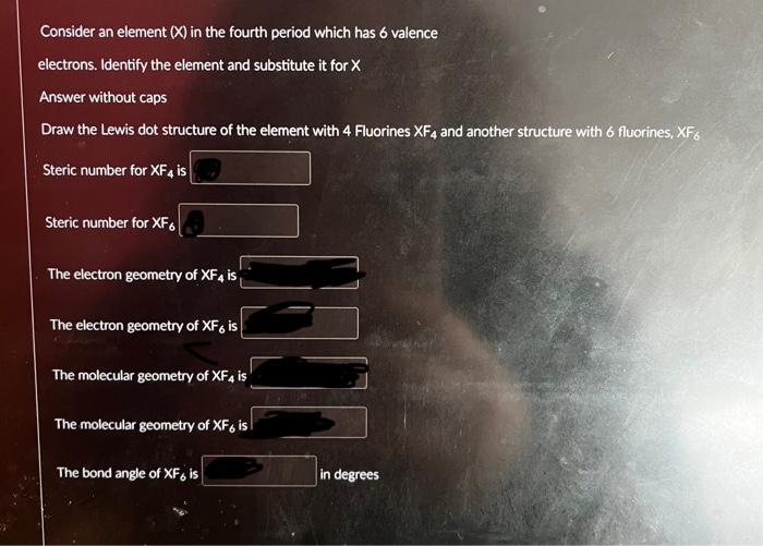 Solved Consider an element (X) in the fourth period which | Chegg.com