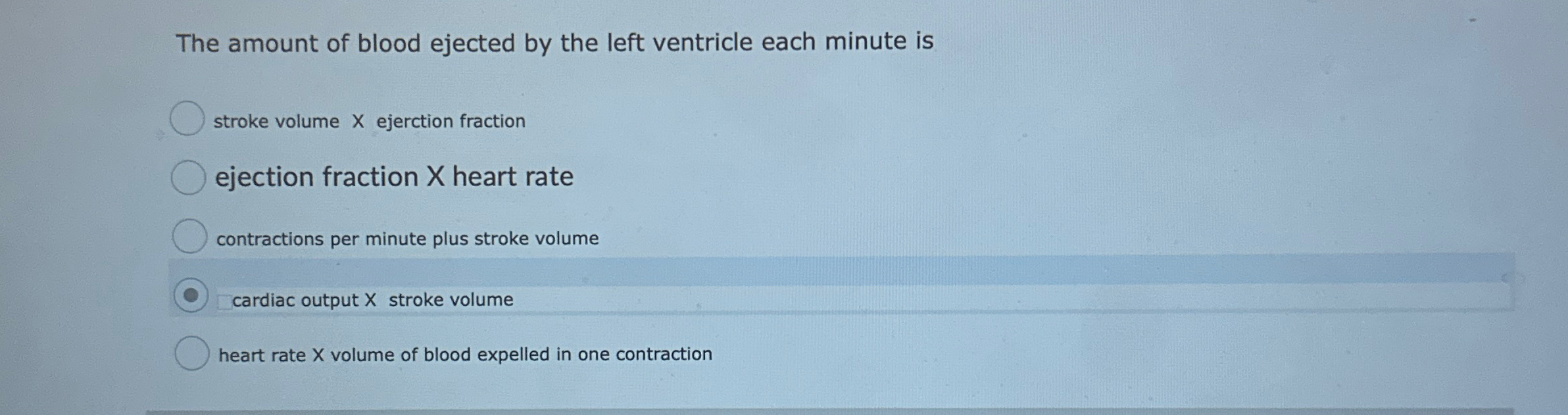 Solved The amount of blood ejected by the left ventricle | Chegg.com