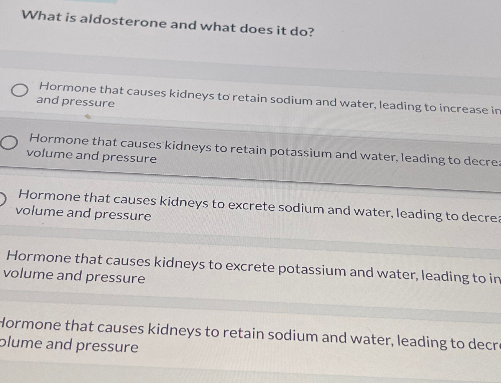 Solved What is aldosterone and what does it do?Hormone that | Chegg.com