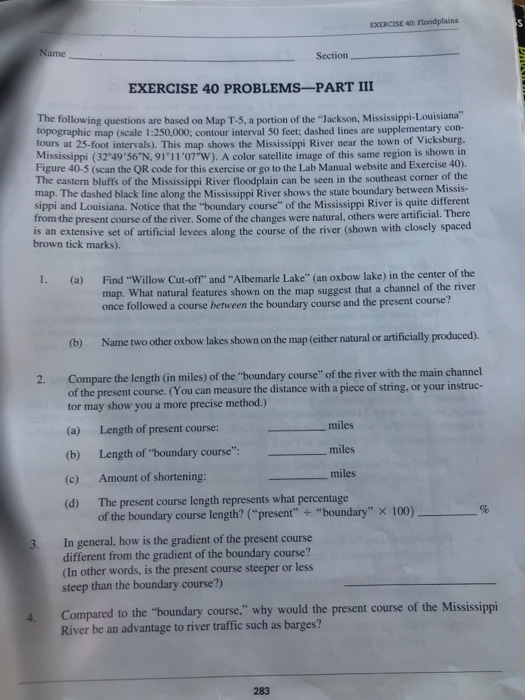 Solved EXERCISE 40: Floodplains Name Section EXERCISE 40 | Chegg.com