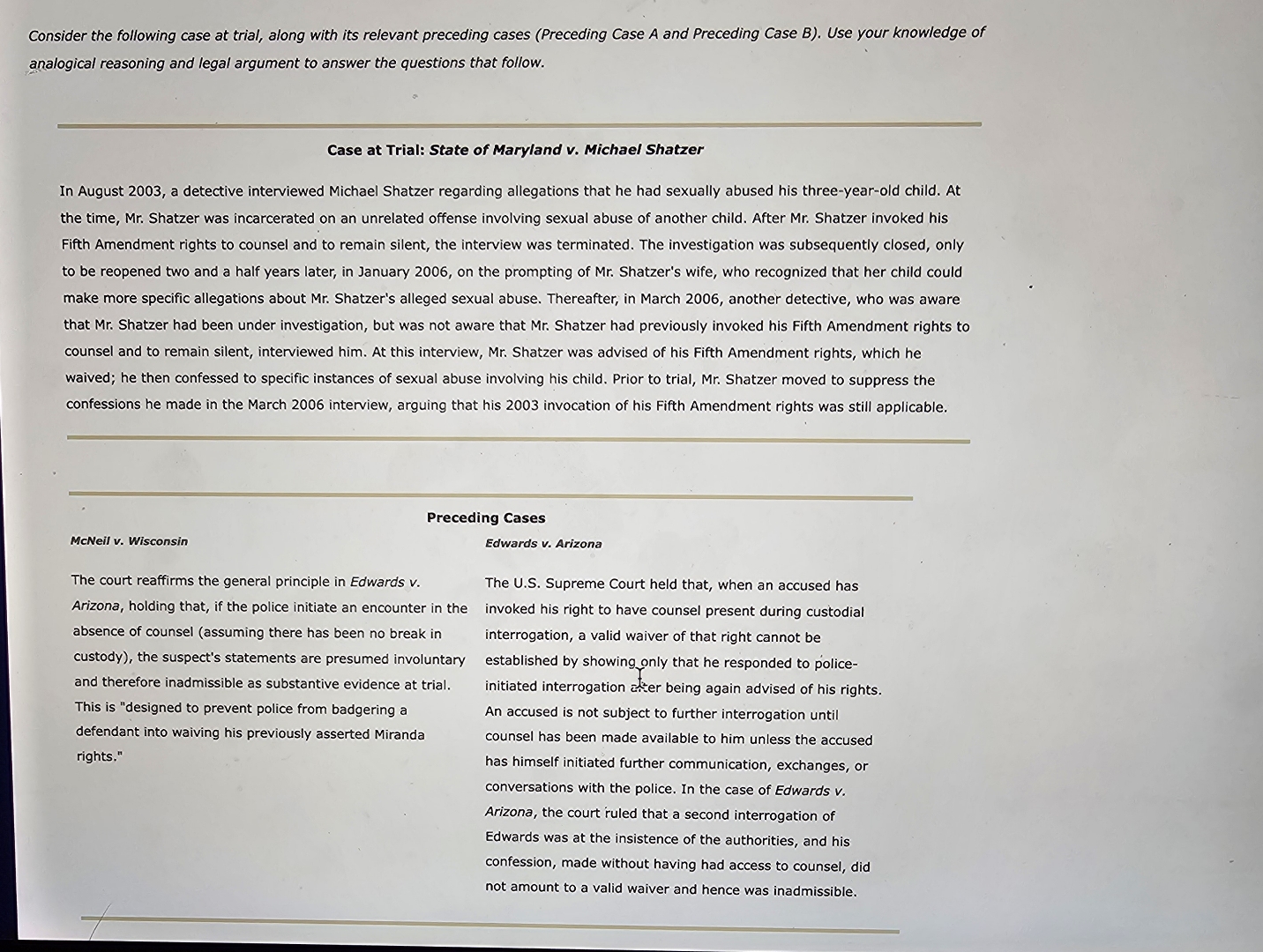 Solved Consider the following case at trial, along with its | Chegg.com