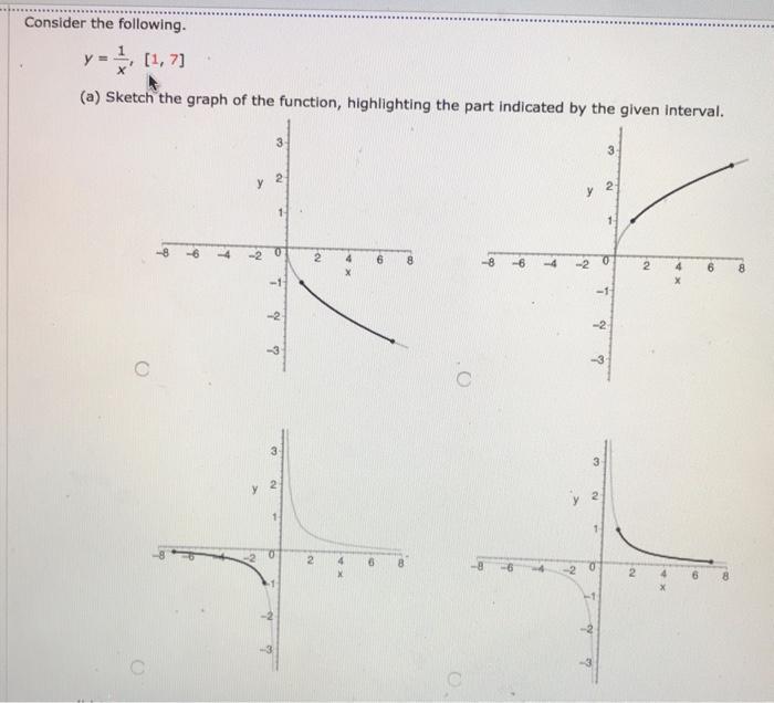 Solved Consider the following. y = (1,7) (a) Sketch the | Chegg.com