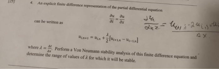 Solved 125 An explicit finite difference representation of | Chegg.com