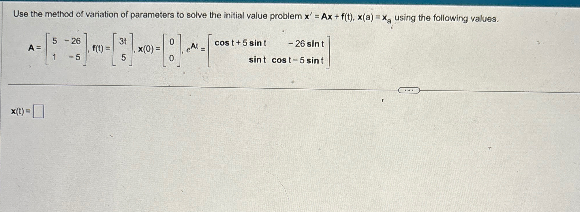 Solved Use the method of variation of parameters to solve | Chegg.com