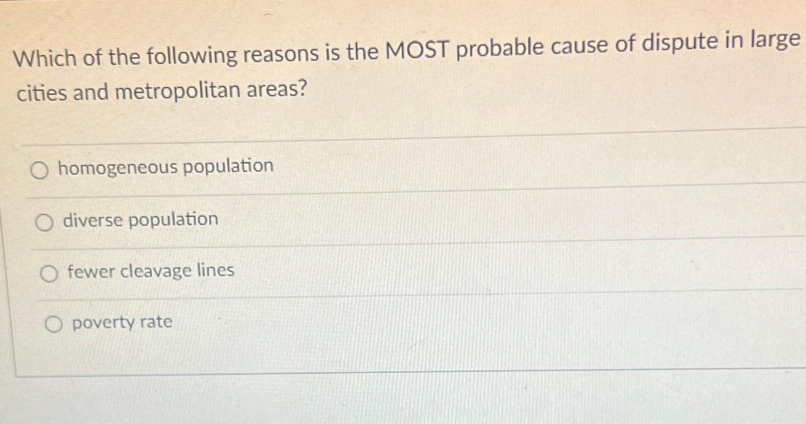 Which of the following reasons is the MOST probable | Chegg.com