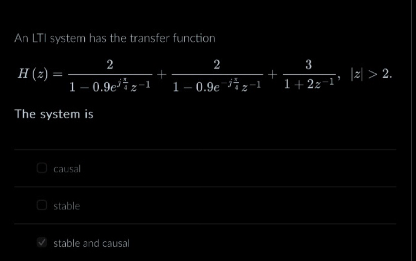 Solved An LTI system has the transfer | Chegg.com