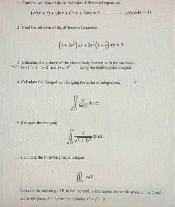 Solved 1- Find the solution of the initial value | Chegg.com