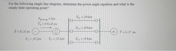 Solved single line diagram, determine the power angle | Chegg.com