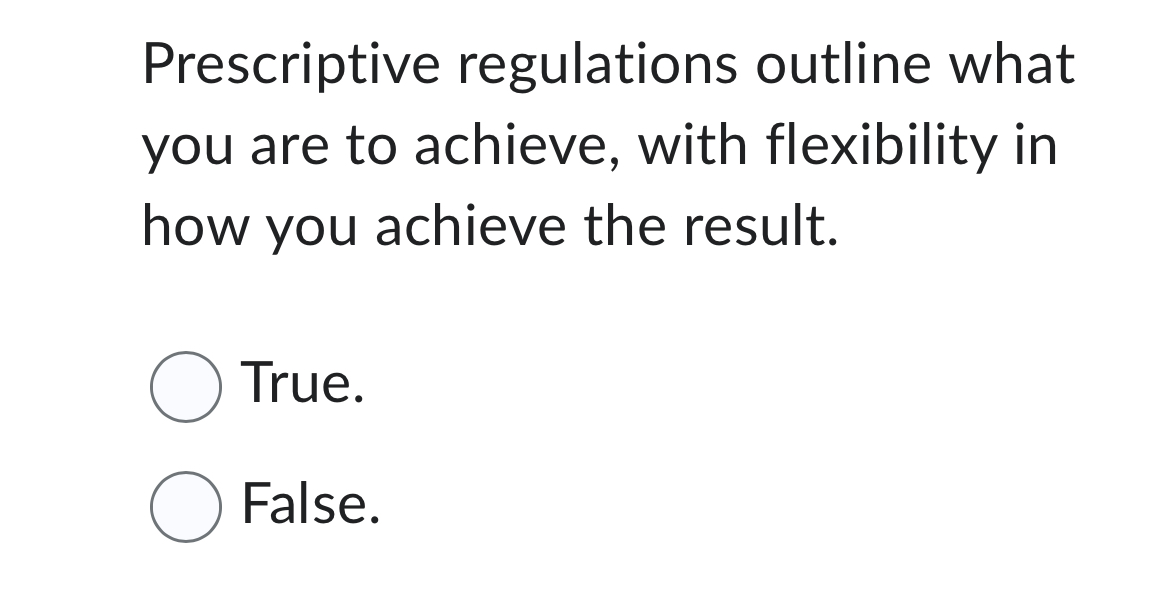 Solved Prescriptive regulations outline what you are to | Chegg.com