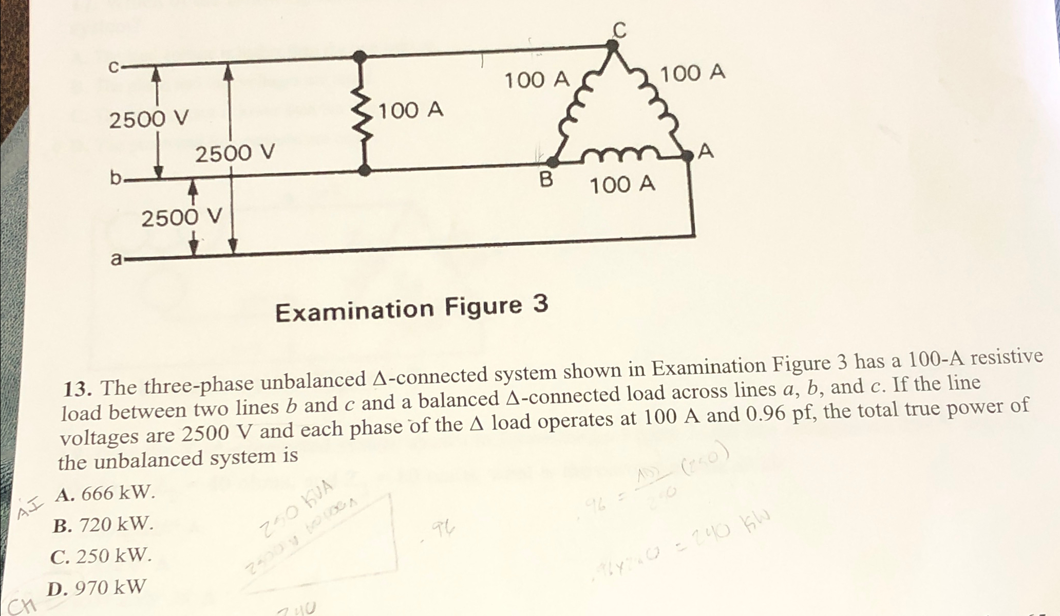 Solved Examination Figure 313. ﻿The three-phase unbalanced | Chegg.com