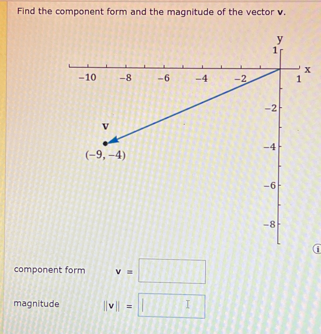 Solved Find the component form and the magnitude of the | Chegg.com
