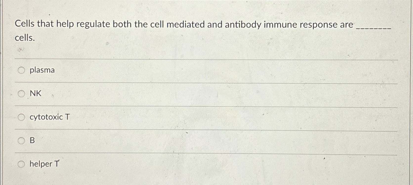 Solved Cells that help regulate both the cell mediated and | Chegg.com