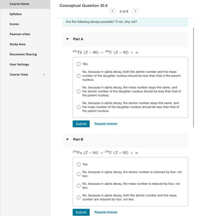 Solved Are the following decays possible? If not, why not? | Chegg.com