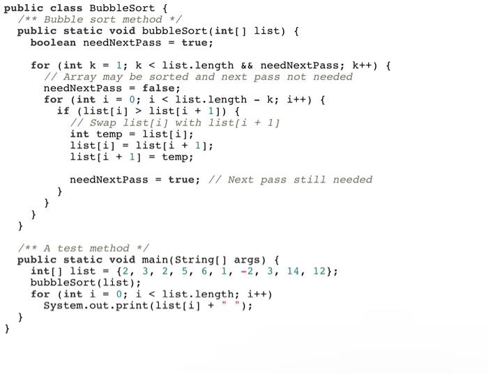 Solved Trace bubble sort and complete the table below before | Chegg.com