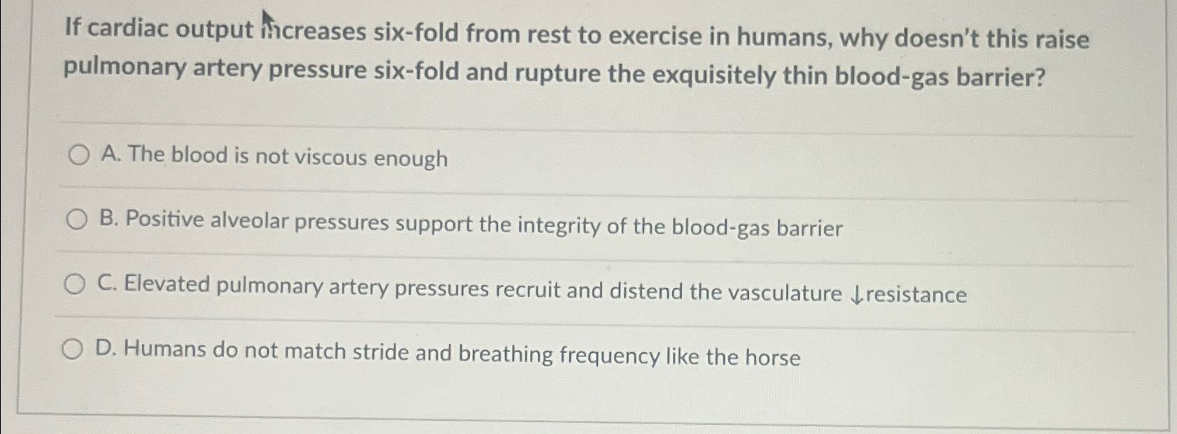 Solved If cardiac output hcreases six-fold from rest to | Chegg.com