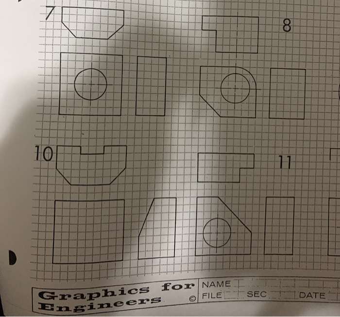 Solved three views sketching 3D. Given top, front and right | Chegg.com