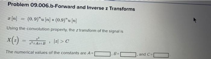Solved Problem 09.006.b-Forward and Inverse z Transforms | Chegg.com