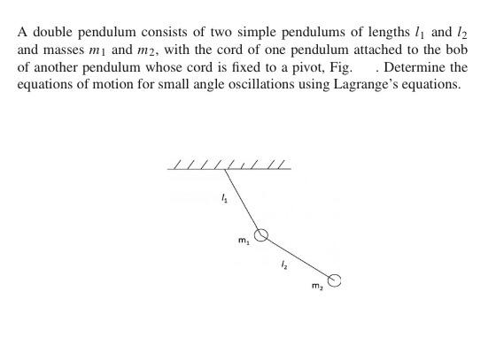Solved A double pendulum consists of two simple pendulums of | Chegg.com