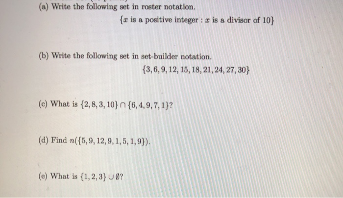 Solved (a) Write the following set in roster notation, {x is | Chegg.com