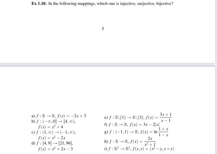 Solved Ex 1.10. In the following mappings, which one is | Chegg.com