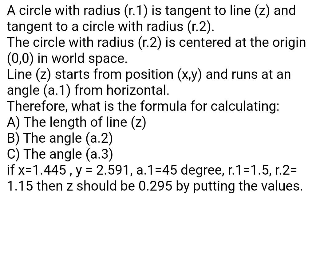 Solved A circle with radius (r.1) is tangent to line (z) and | Chegg.com
