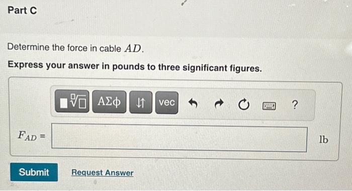 Solved The three cables support the 550-lb load as shown in | Chegg.com