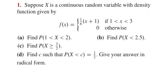 Solved Suppose x ﻿is a continuous random variable with | Chegg.com