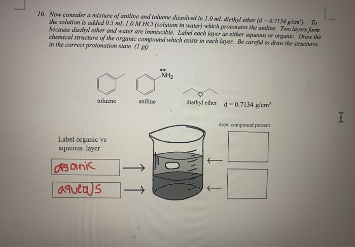 Solved 10. Now consider a mixture of aniline and toluene | Chegg.com