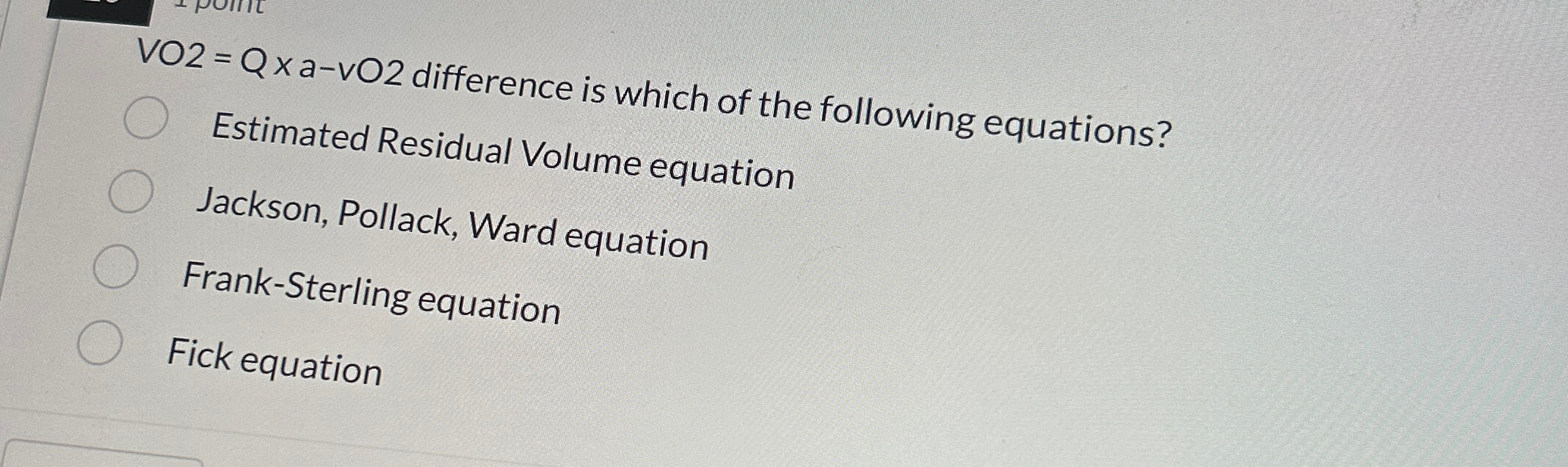 Solved VO2=Q×a-vO2 ﻿difference is which of the following | Chegg.com