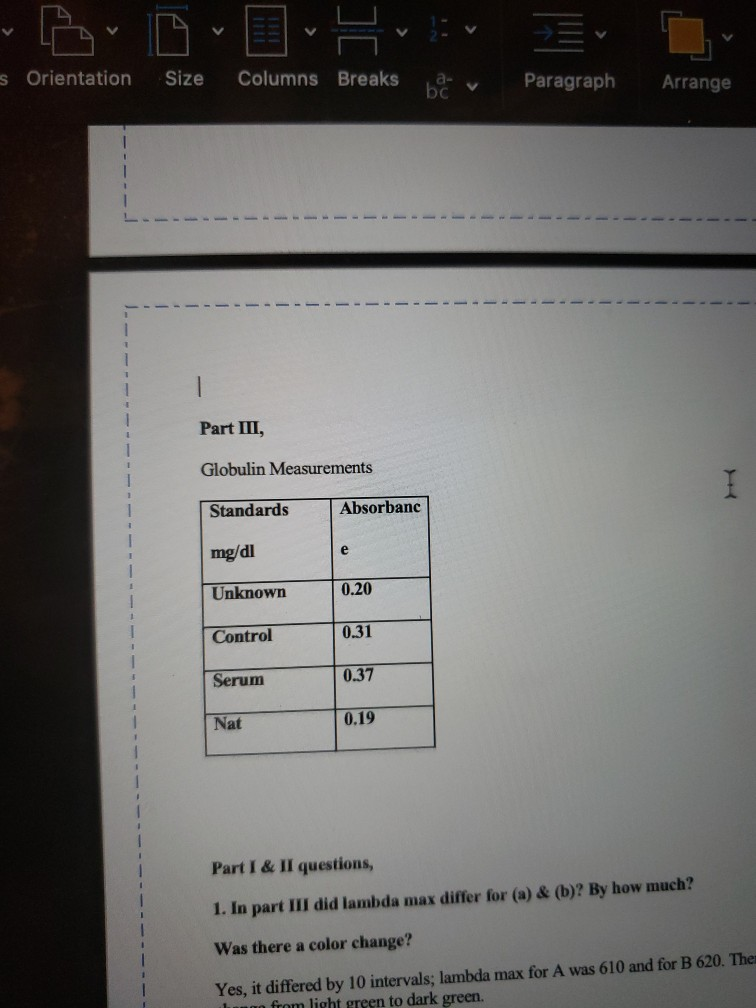 Orientation Columns Breaks Size Arrange a- bc | Chegg.com
