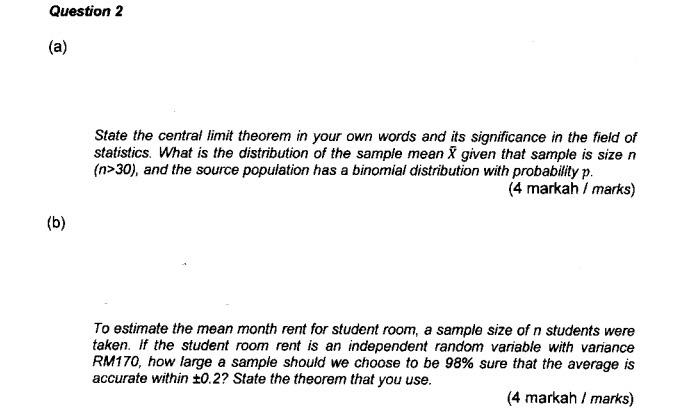 Solved State the centrat limit theorem in your own words and | Chegg.com