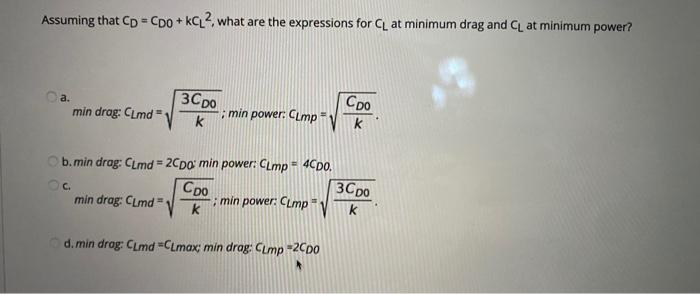 Solved Assuming that CD CDo + KCL? what are the expressions | Chegg.com