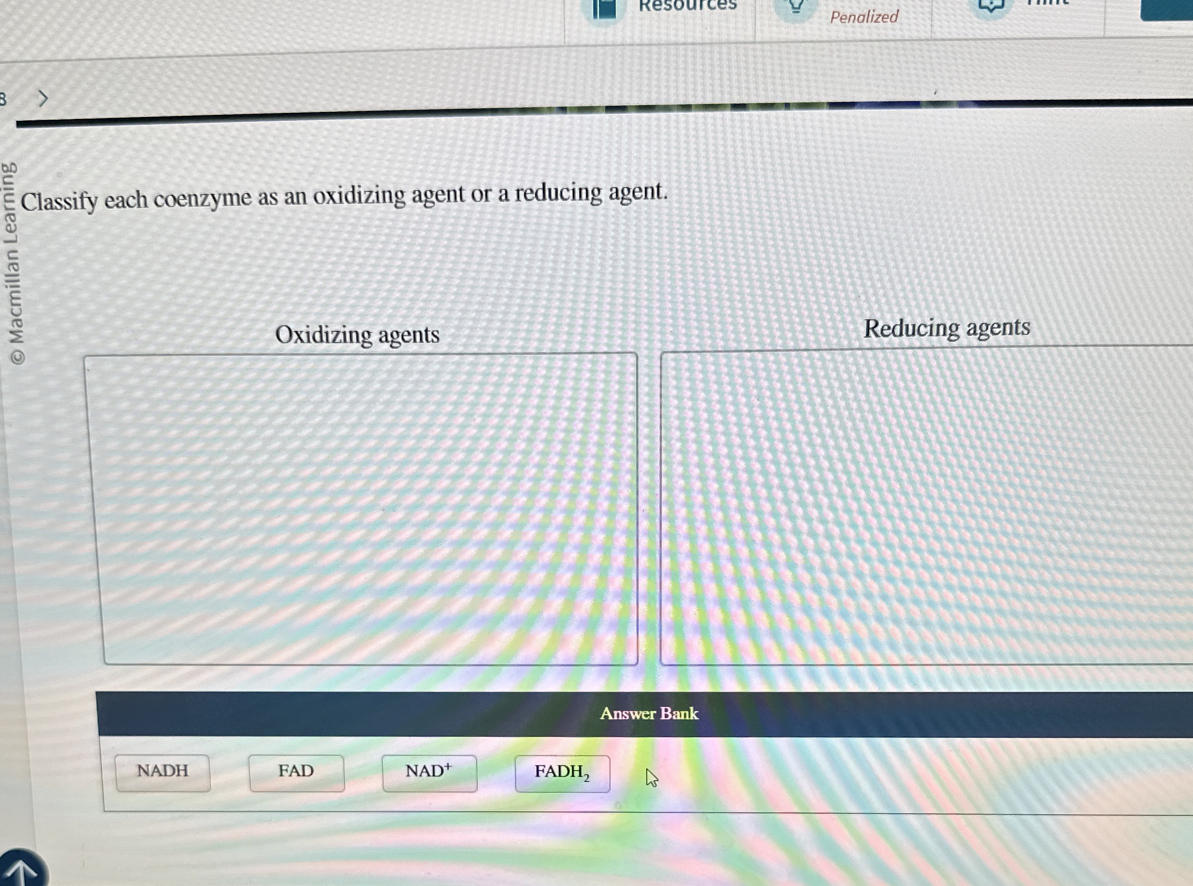 Solved Classify each coenzyme as an oxidizing agent or a | Chegg.com