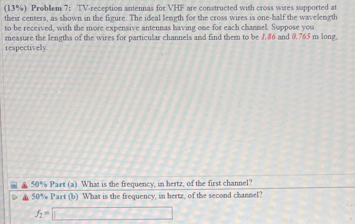 Solved (13%) Problem 7: TV-reception antennas for VHF are | Chegg.com