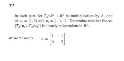 Solved In each part, let TA:R2→R2 be multiplication by A, | Chegg.com