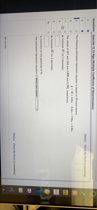 Solved Questions Exercise 15.13 Algo (Multiple coefficient | Chegg.com