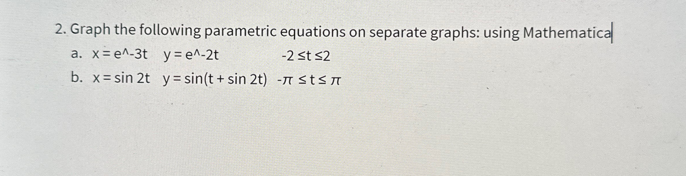 Graph the following parametric equations on separate | Chegg.com