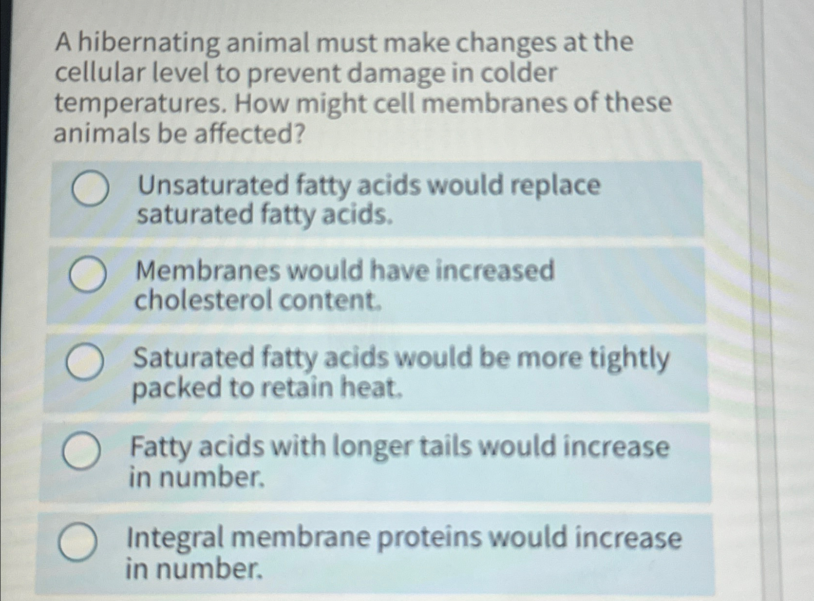 Solved A hibernating animal must make changes at the | Chegg.com