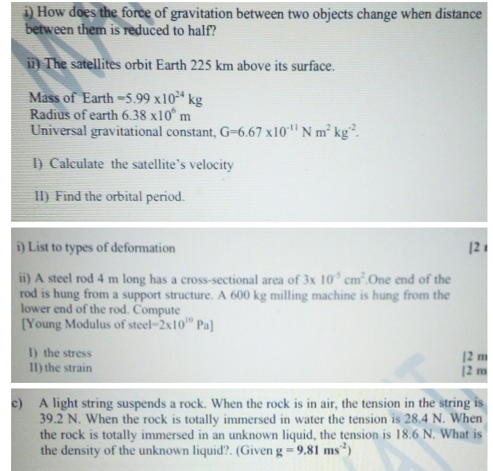 Solved i) How does the force of gravitation between two | Chegg.com